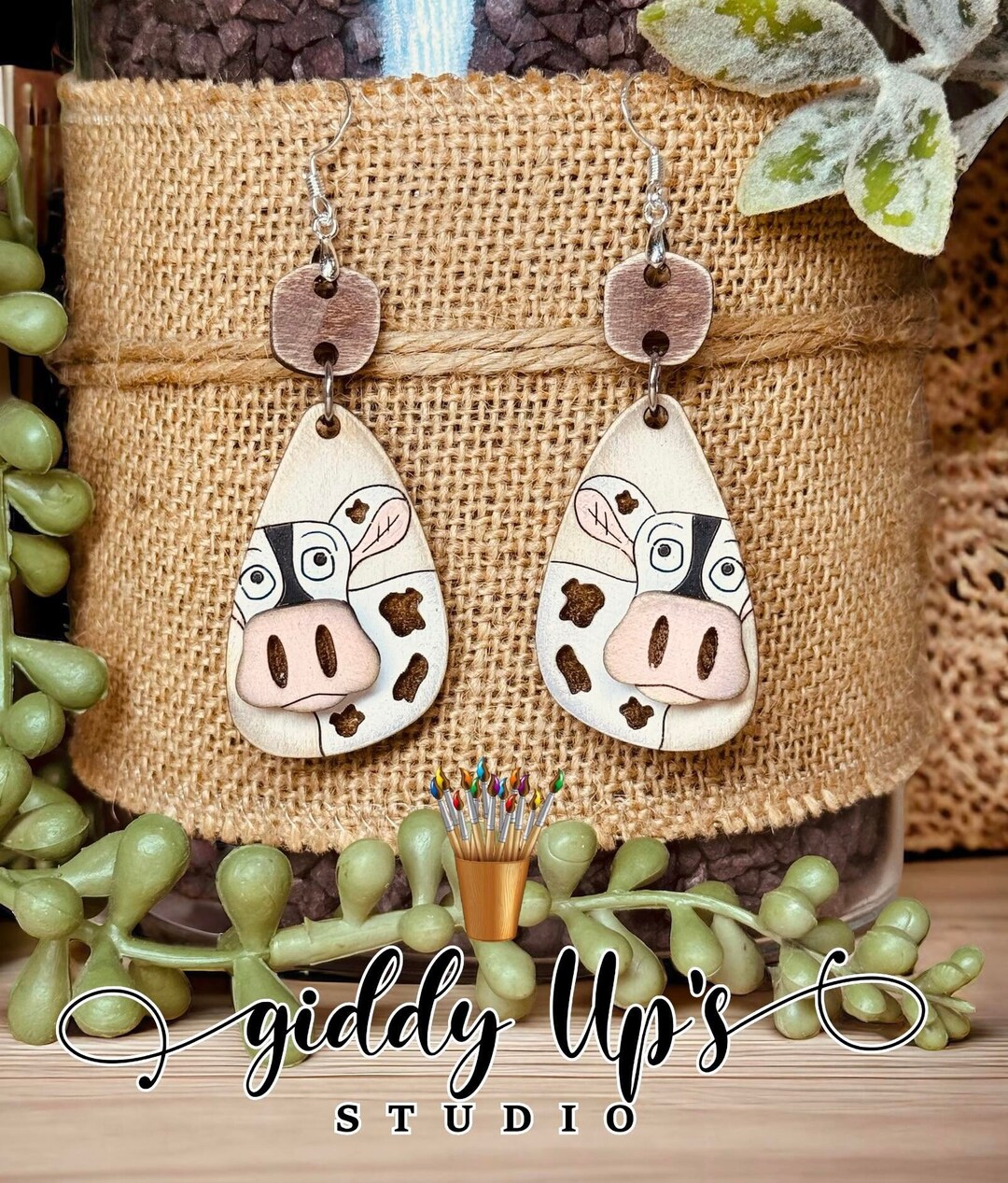 Festive Cow Earring SVG Laser Cut File Glowforge Cow Earrings ...
