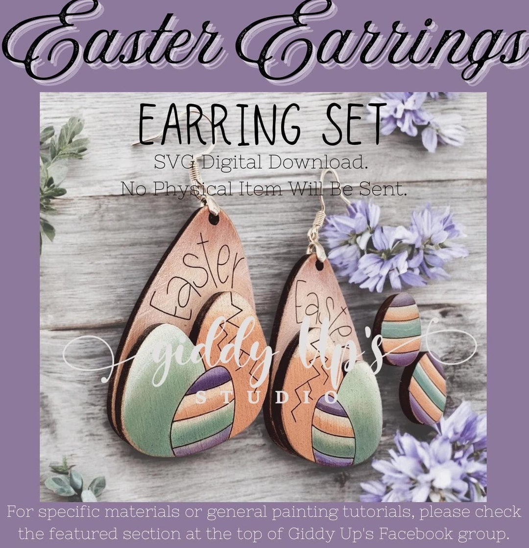 Easter Egg Earrings SVG Bundle | Glowforge Easter Earrings SVG Files ...