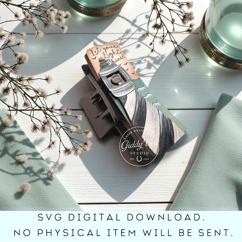 Lighthouse Hair Clip SVG File: Laser Cut Design | 4" Instant Download ...