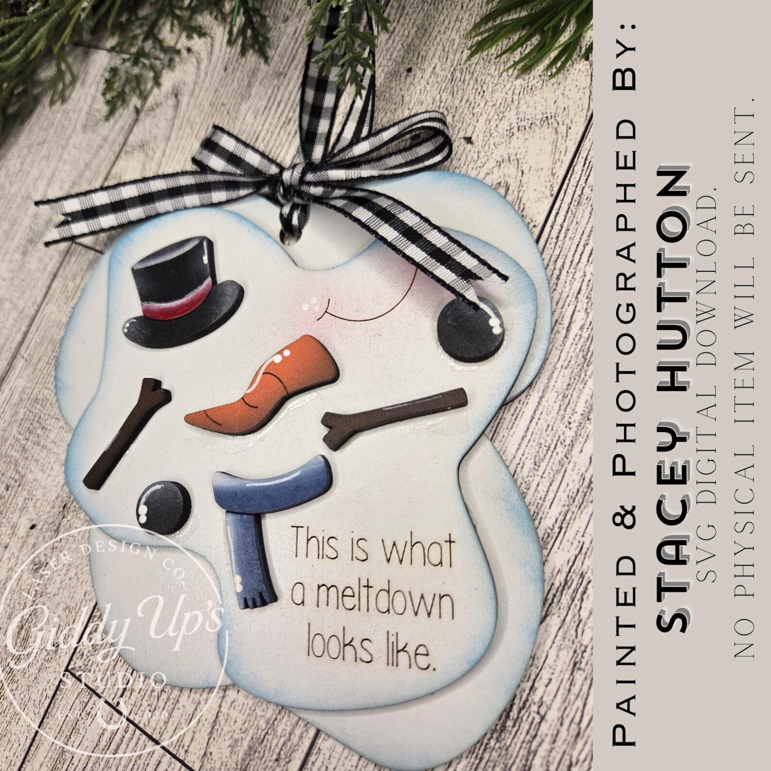 Melting Snowman SVG Ornament File | Glowforge Christmas SVG Files ...