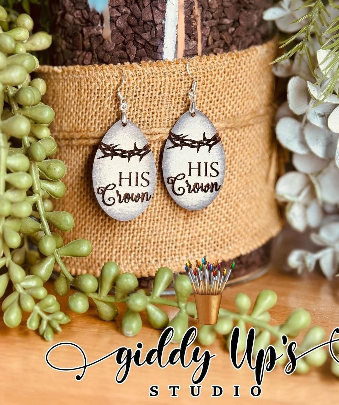 His Crown Christian Earring SVG: Laser Cut File - Etsy