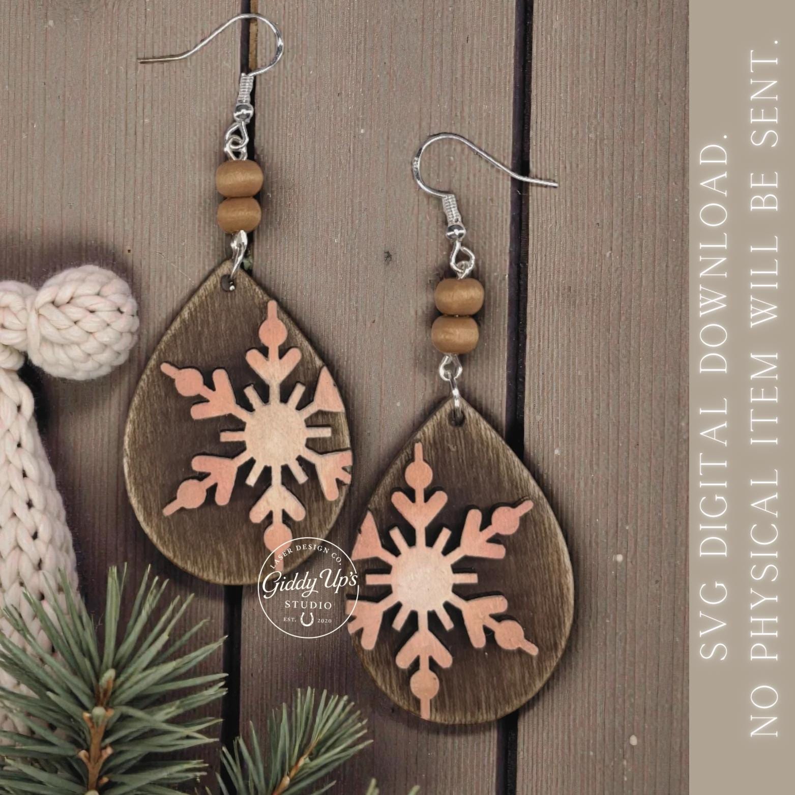 Snowflake Earring SVG File: Christmas Winter Earrings (glowforge File ...