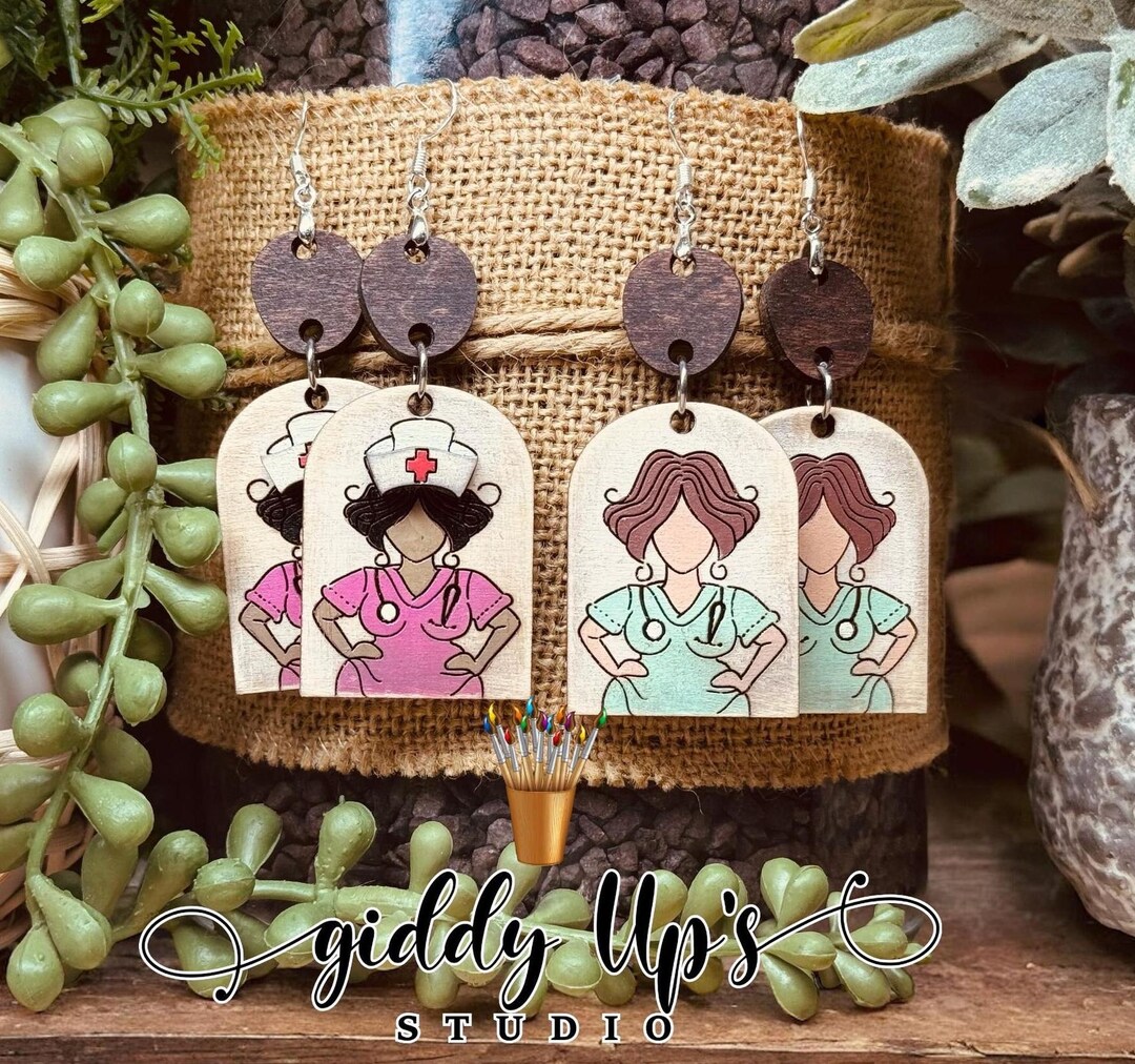 Nurse Earring SVG File CNA Diy Glowforge Earring Files Nurse SVG ...