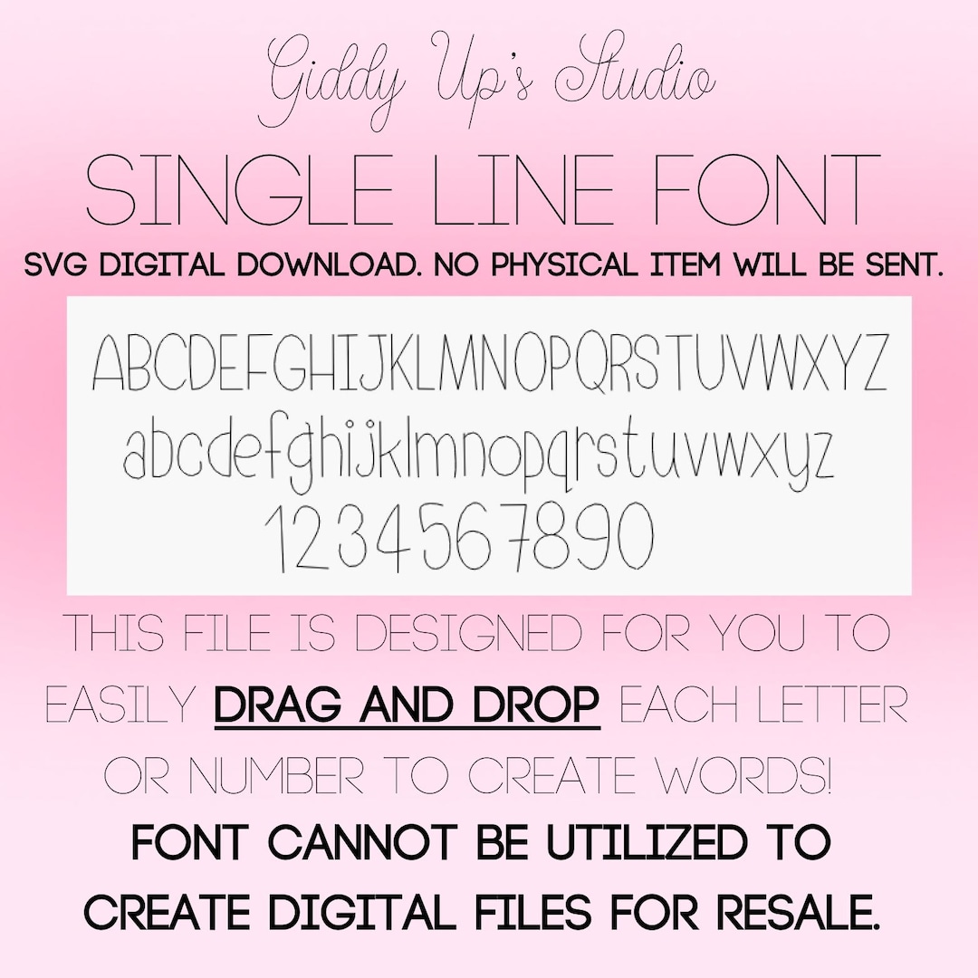 Single Line Font SVG | Drag and Drop Font Laser Cut File | Elegant ...