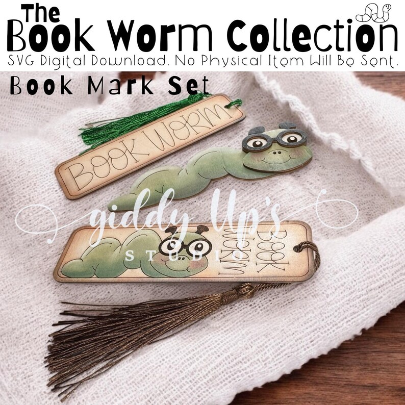 Bookworm Bookmark SVG File: Laser Cut Reader Design (digital Download ...