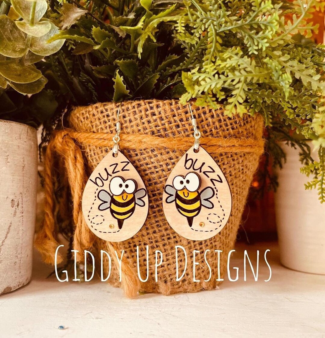 Bee SVG Bees Buzz Earrings | Glowforge Summer Earring | Summer Bee ...