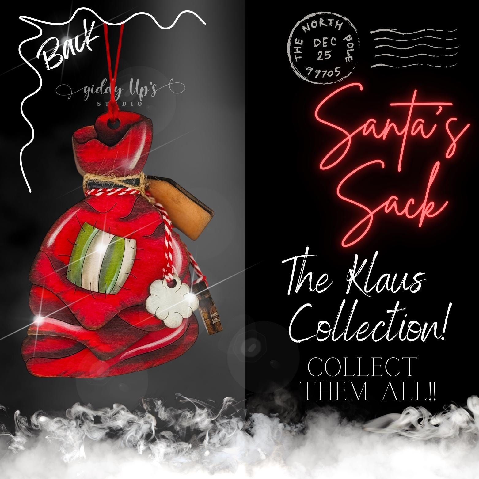 Santa's Toy Bag Ornament SVG Laser Cut File - Etsy