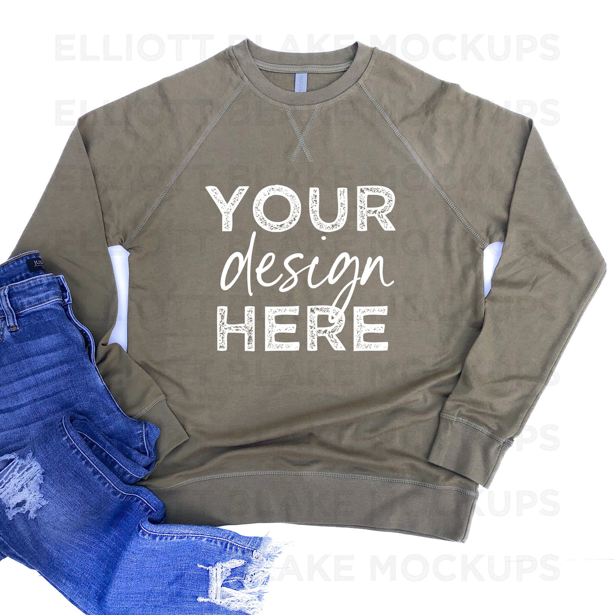 Next Level 9000 Military Green Mockup | Next Level Long Sleeve Olive ...