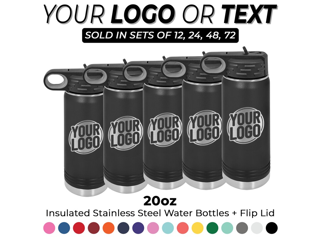 Bulk Custom Bottles 20oz Engraved Business Logo Insulated Water Bottles ...