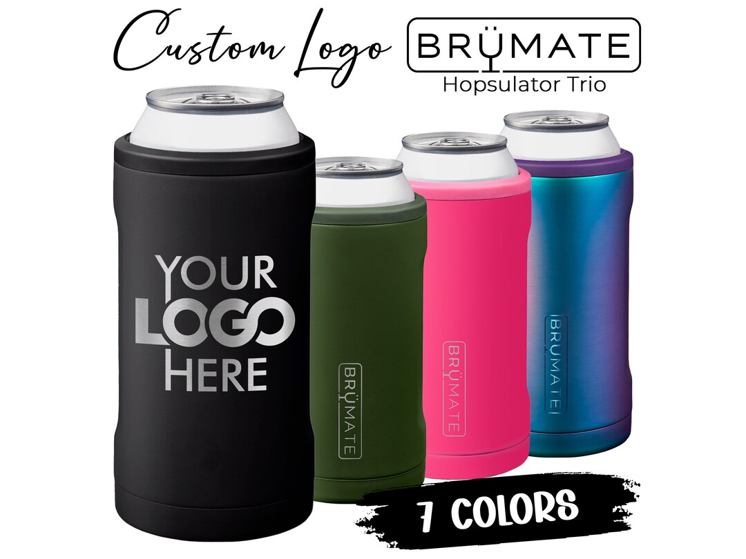 Custom Logo Brumate Hopsulator TRIO Can Cooler Drink Holder for 12/16oz Regular Cans Laser ...