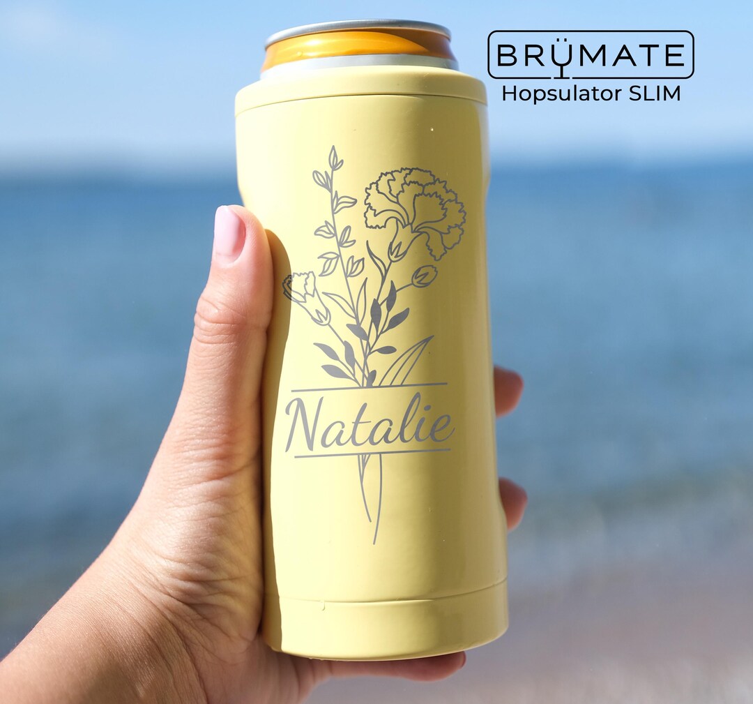 Birth Flower & Name Birthday Brumate Hopsulator SLIM Can Cooler Drink ...