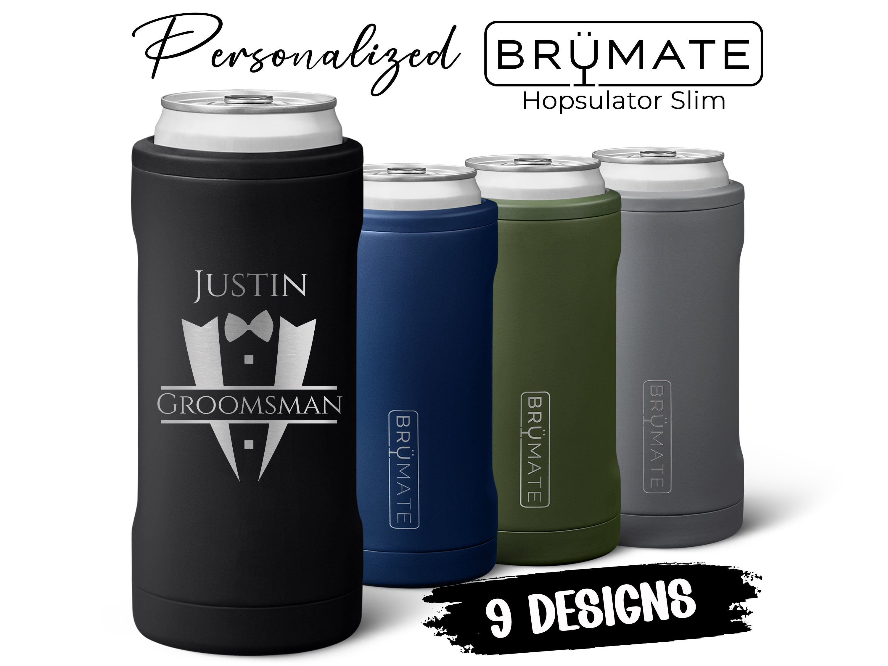 Groomsmen Gifts Personalized Brumate SLIM Can Cooler Beer Holder for ...