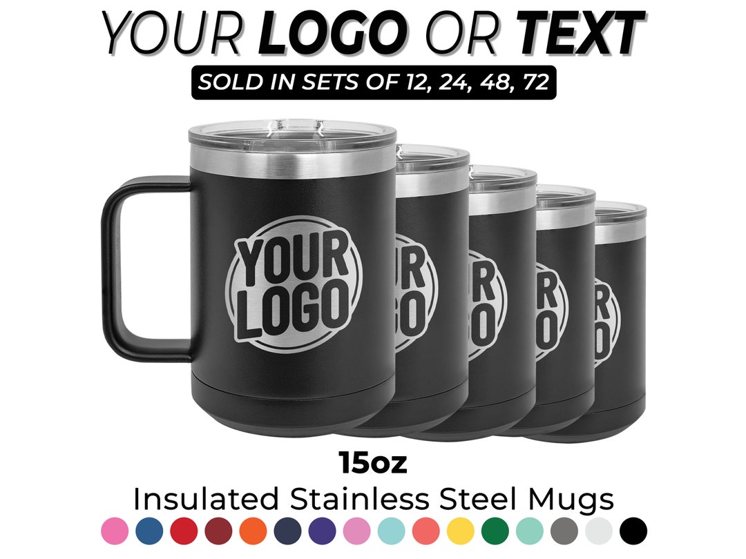 Bulk Custom Insulated Mugs 15oz Engraved Business Logo Coffee Mugs ...