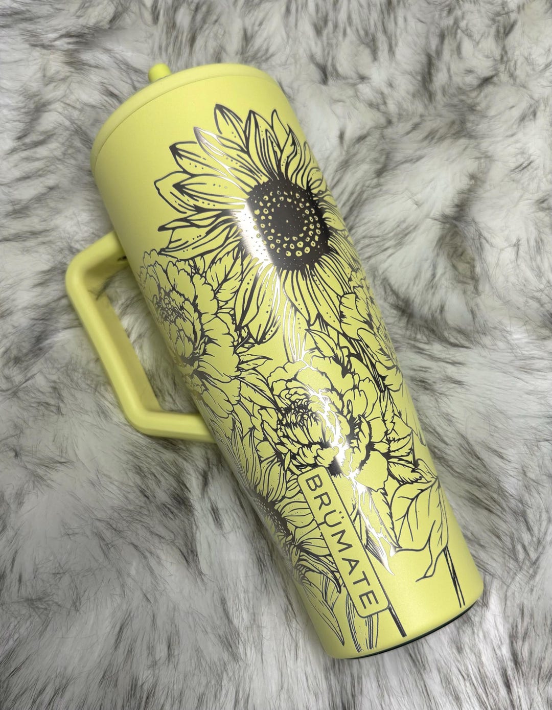 Peony & Sunflower Tumbler Brumate Era Mug, Flower Engraved, Unique ...