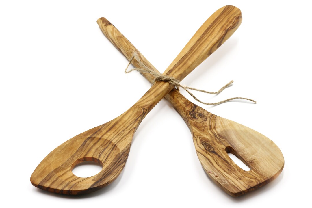 Olive Wood Pointed Stirring and Mixing Spoon With Central Hole ...