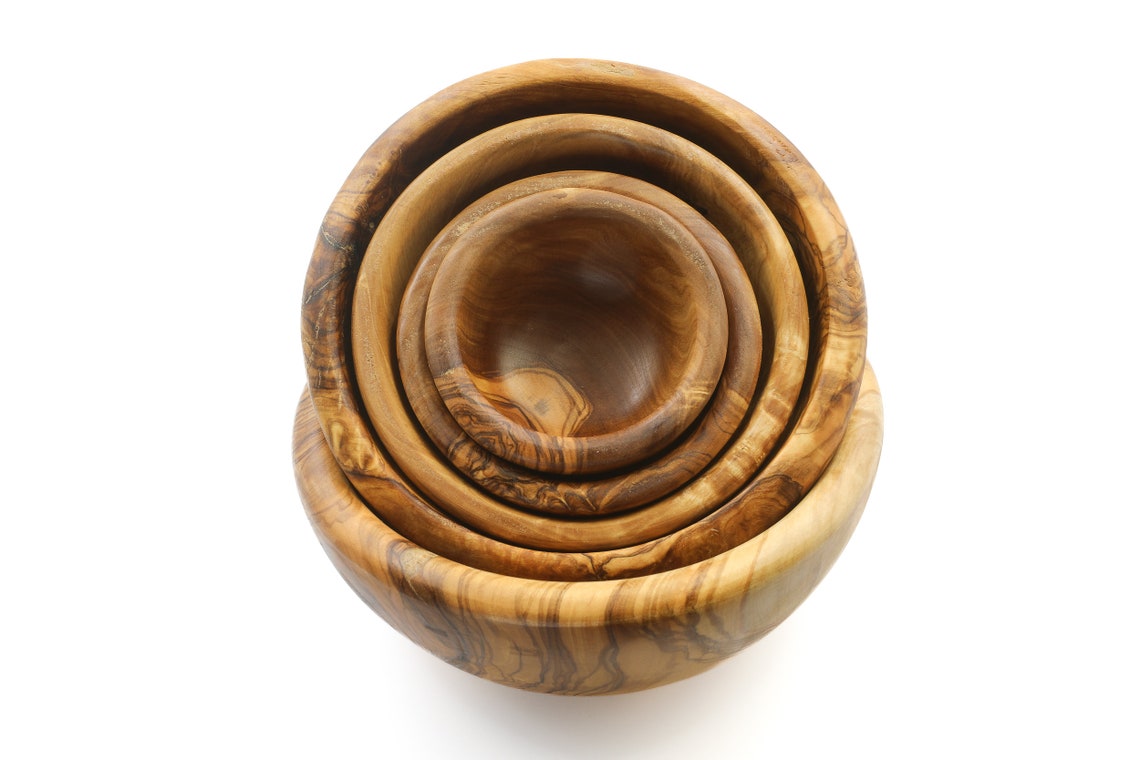 Handmade Olive Wood Nesting Bowls: Vintage Kitchen Decor | 1pc - Etsy