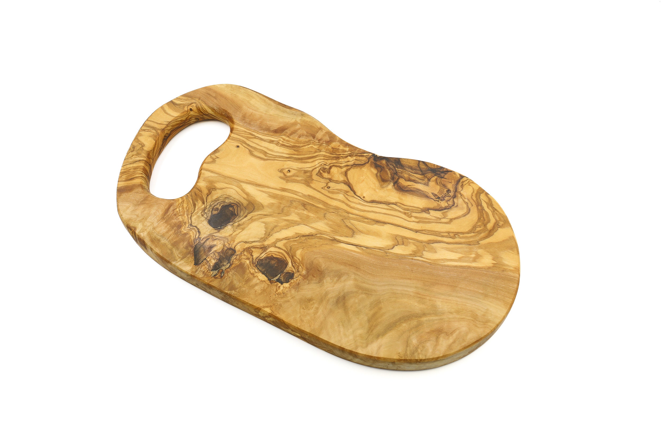 Olive Wood Cutting Board With Inhand Handle, Organic Shape Chopping ...