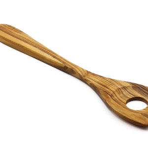 Olive Wood Pointed Stirring and Mixing Spoon With Central Hole ...