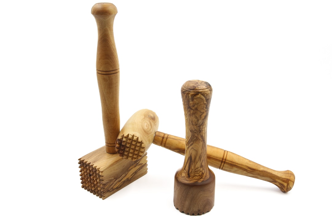 Olive Wood Double Sided Meat Tenderizer | Olivewood Cutlet Pounder ...
