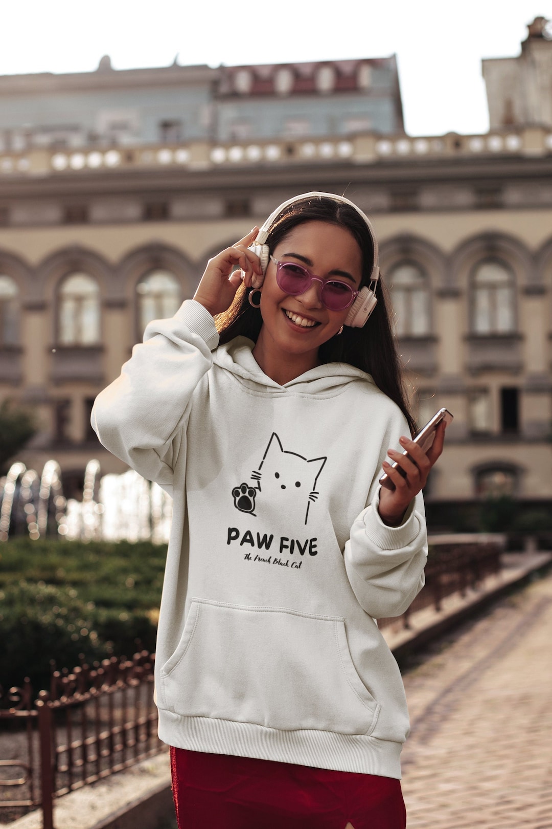 Cat Paw Hoodie Black Cat Paw Hoodie Cute Paw Hoodie High Five Cat ...