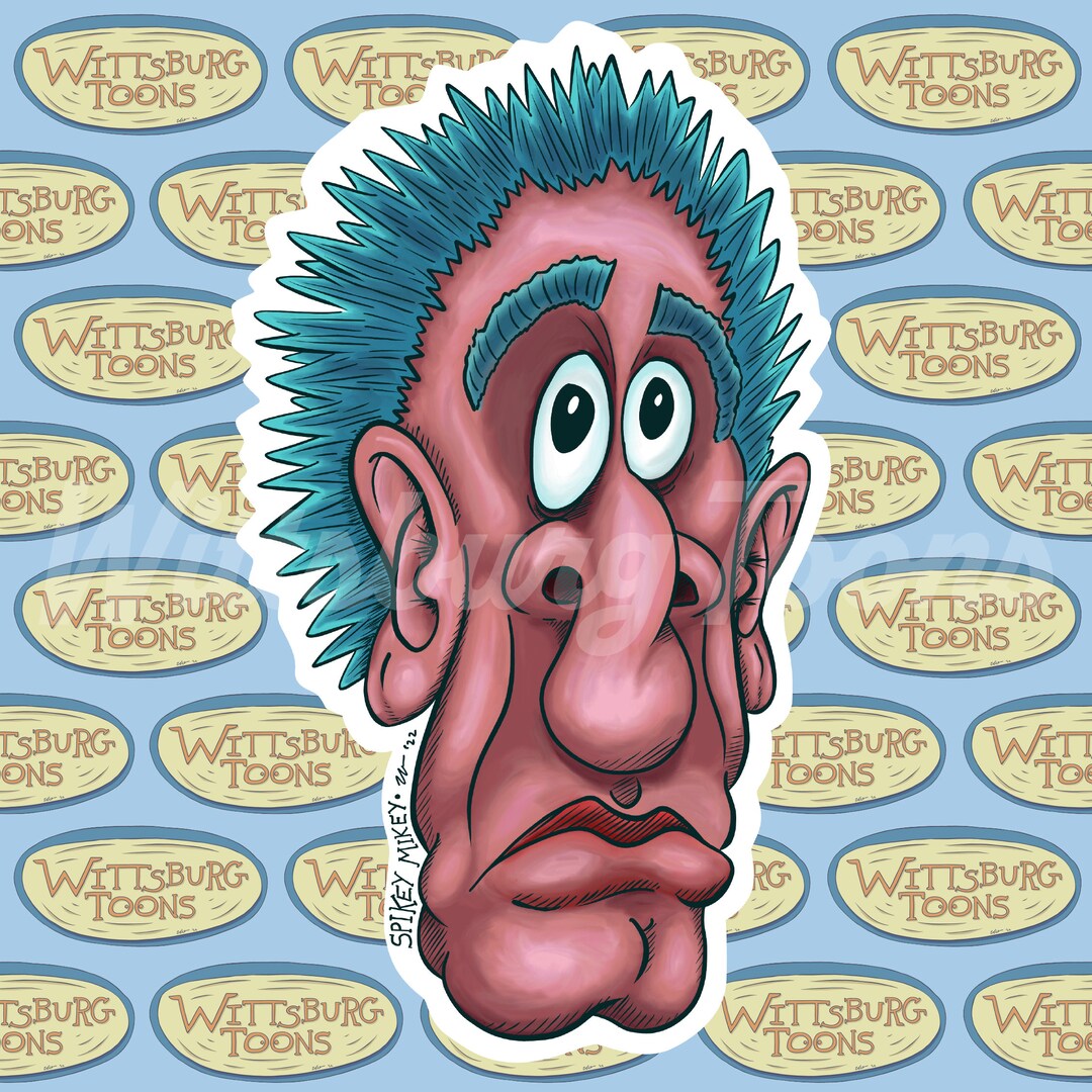 Spikey Mikey Sticker | Spikey Mikey Decal | Illustrated Cartoon Sticker ...
