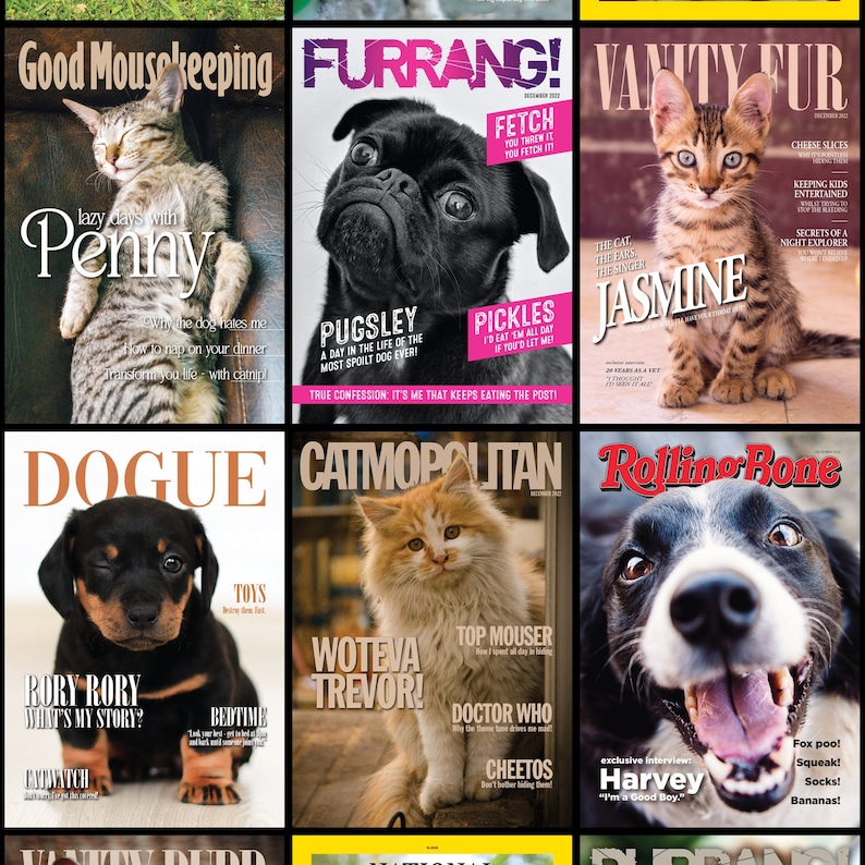 Personalised Pet Magazine Cover - Put Your Pet in the Headlines! - Etsy