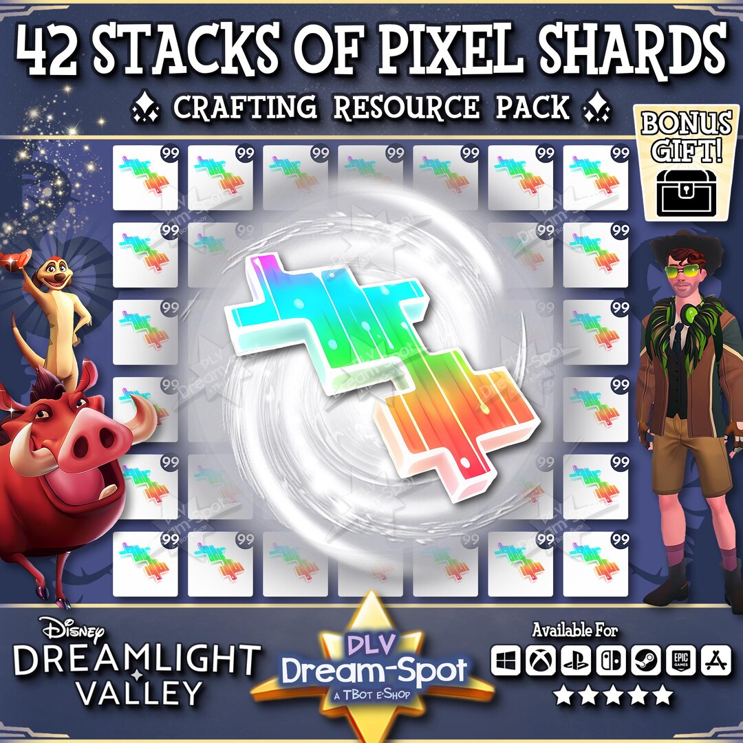 Dreamlight Valley 42 Stacks of Pixel Shards Crafting Materials Pack ...