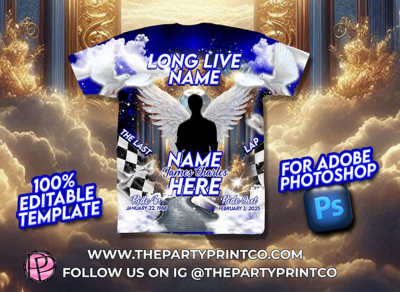 RIP| Memorial| Funeral Editable Photoshop Tshirt Template - Etsy