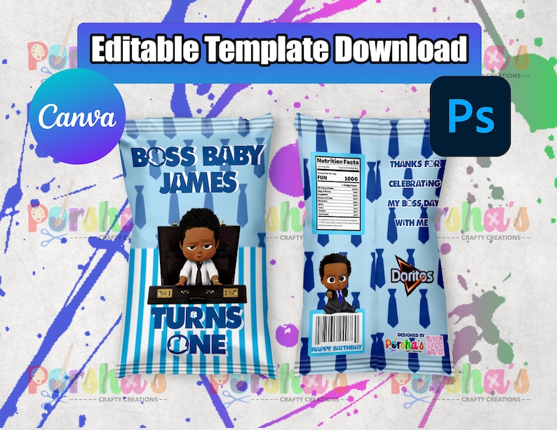 Baby Boss Chip Bag Template | Party Favors | Digital Download | Kids ...