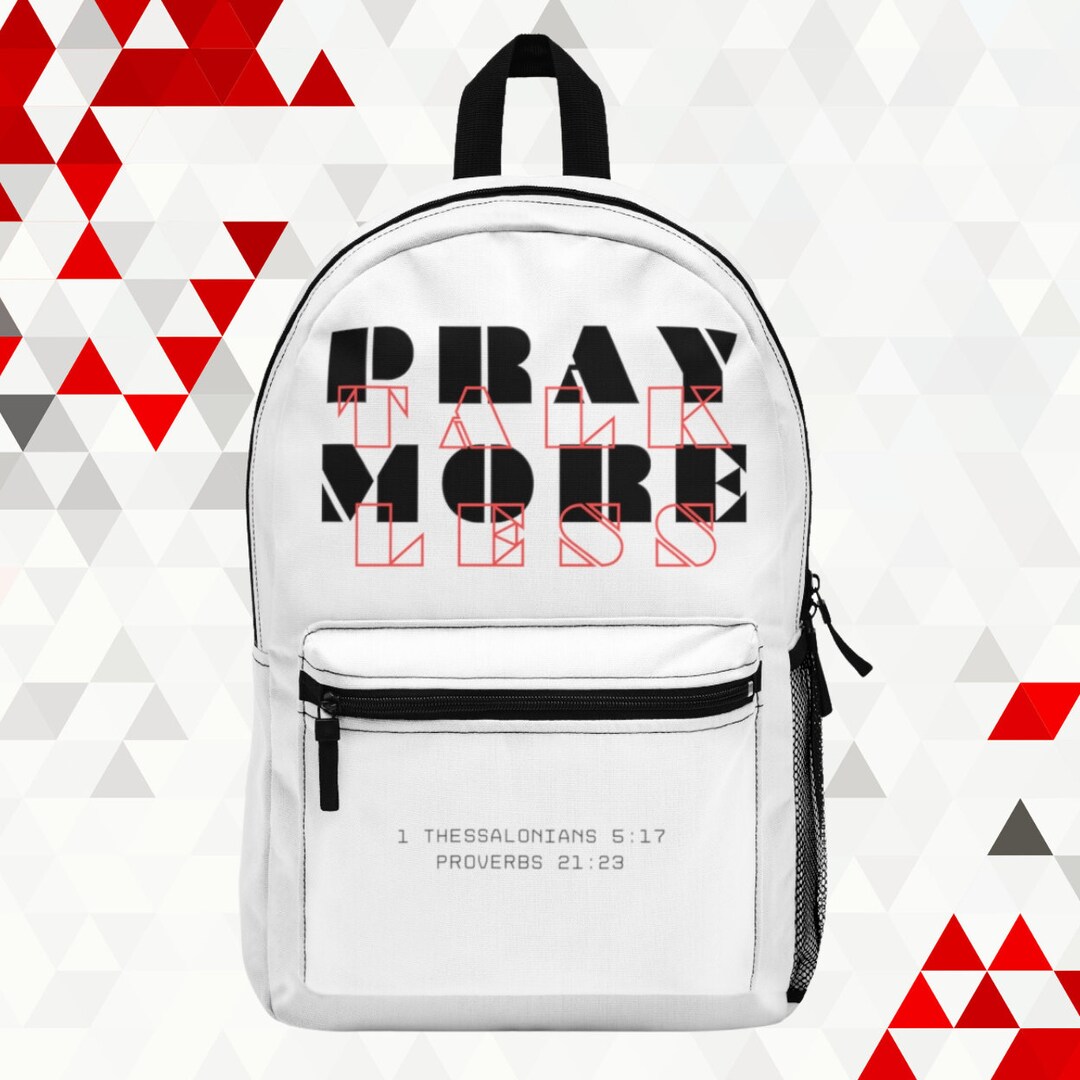 Pray More Talk Less Bible Verse Christian White Backpack Made in USA - Etsy