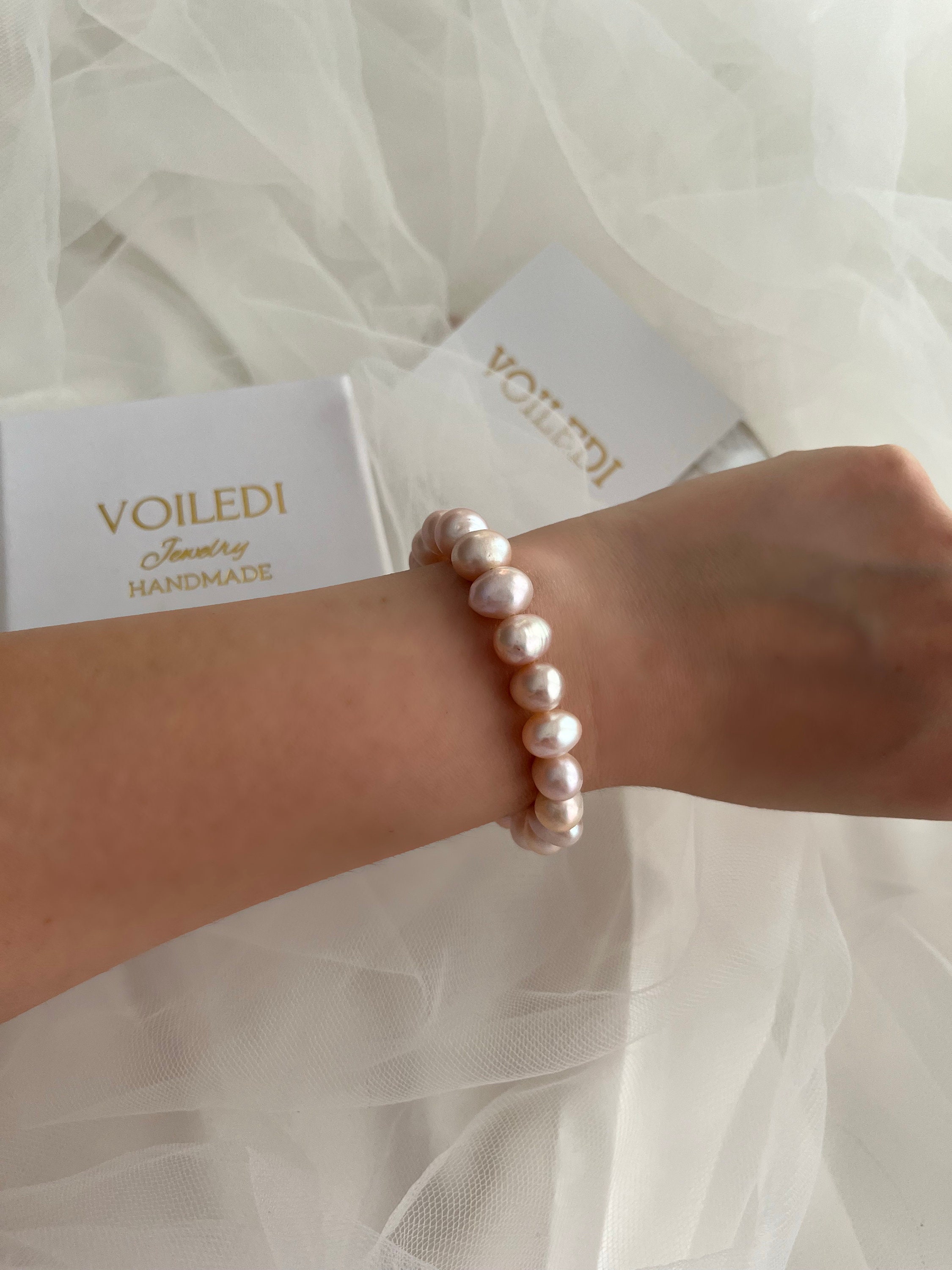 Natural Freshwater Light Pink Pearl Bracelet, 18k Gold Filled Real Pink ...