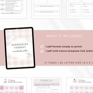Depression Worksheets| Printable Journal| Self Love Coaching Tools ...