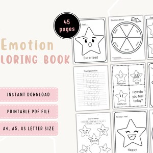 Emotion Coloring Book for Kids| Feelings Activity Workbook| Printable ...