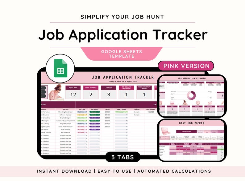 Job Application Tracker Spreadsheet | Job Tracker Google Sheet | Job ...