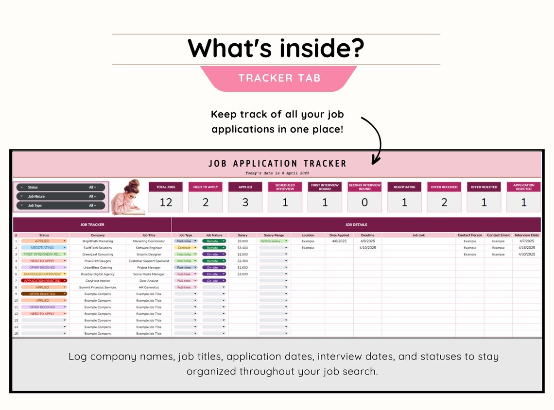 Job Application Tracker Spreadsheet | Job Tracker Google Sheet | Job ...