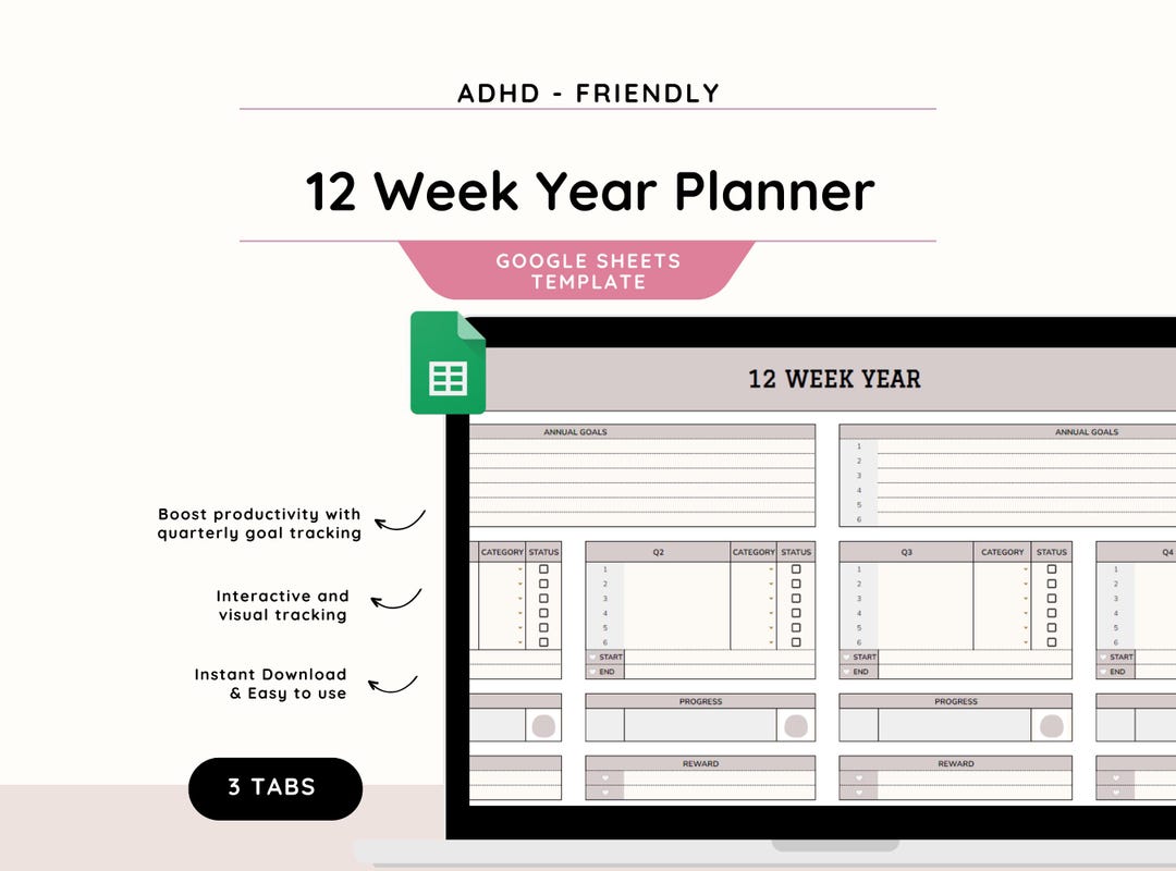 12 Week Planner Spreadsheet 12 Week Year Goal Planner Google Sheets ...
