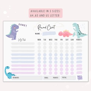 Reward Chart for Kids Sticker Chart Dinosaur Reward Chart for Boy ...