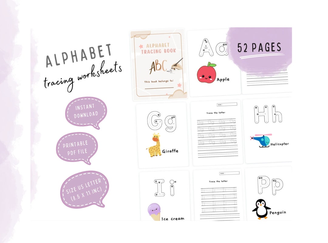 Alphabet Letter Tracing Kids Activity Homeschool Worksheets Preschool ...