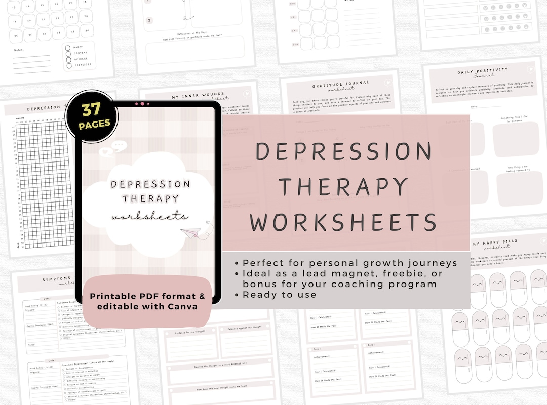 Depression Worksheets| Printable Journal| Self Love Coaching Tools ...