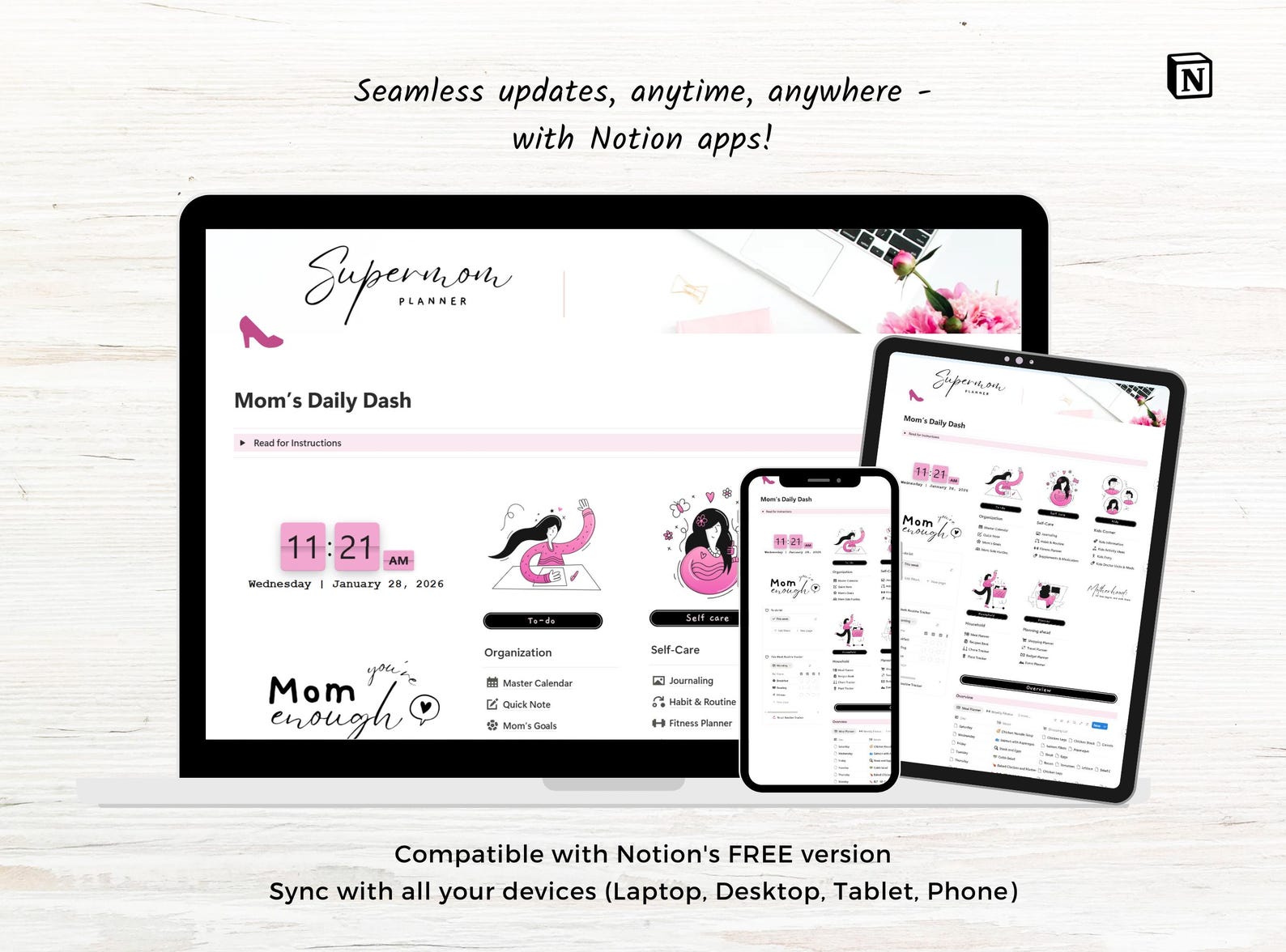 Mom Planner Notion Template, Notion Planner Mom, Busy Mom Household ...