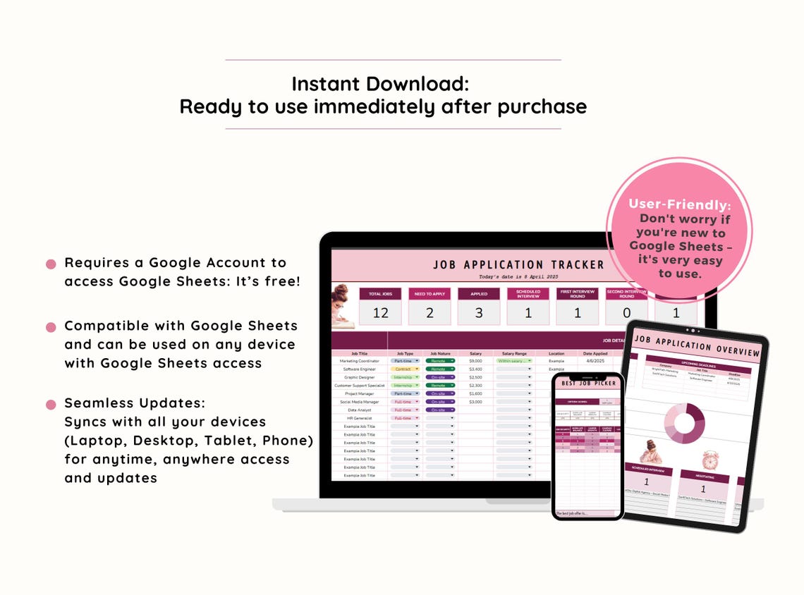 Job Application Tracker Spreadsheet | Job Tracker Google Sheet | Job ...