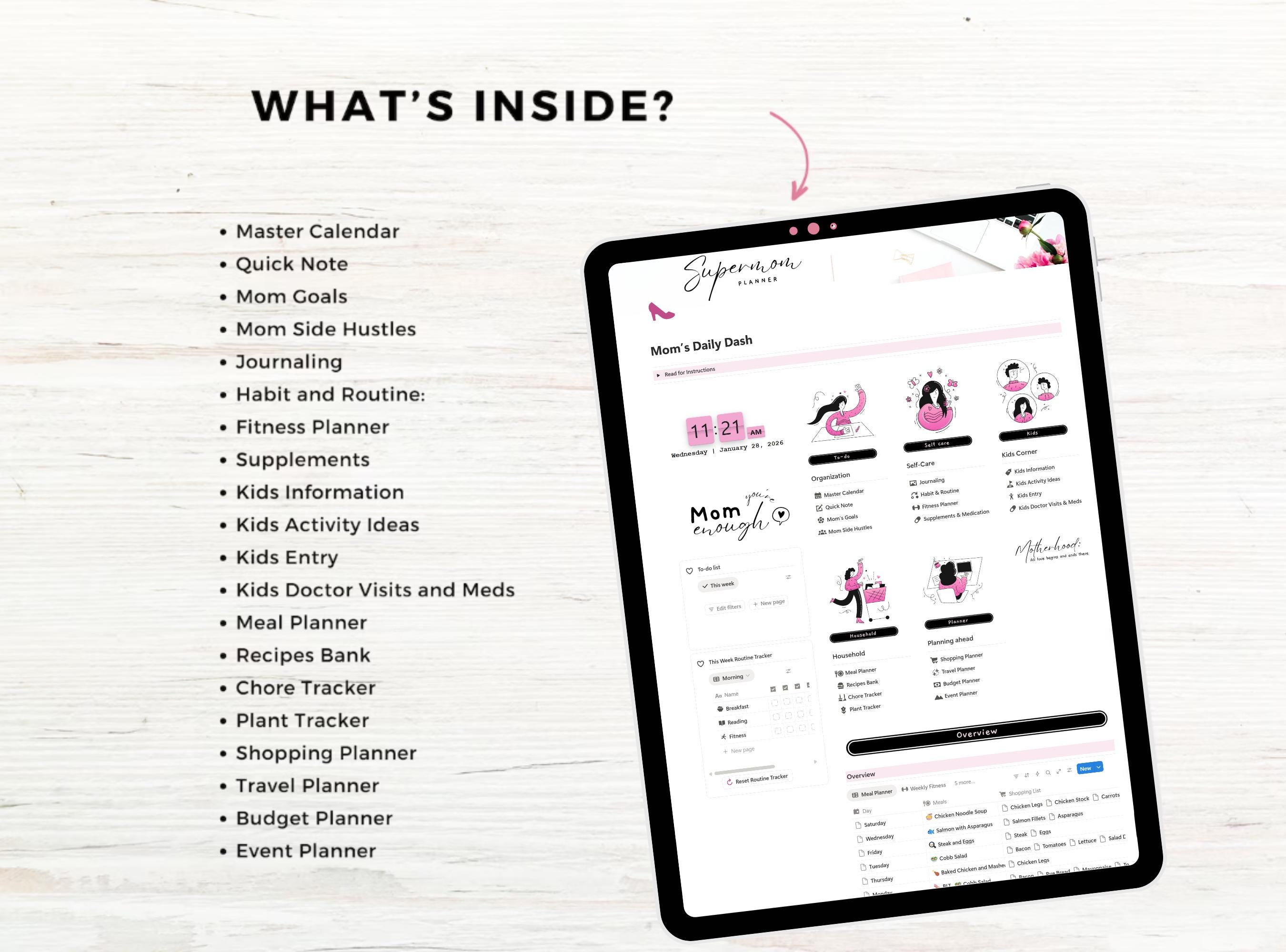 Mom Planner Notion Template, Notion Planner Mom, Busy Mom Household ...
