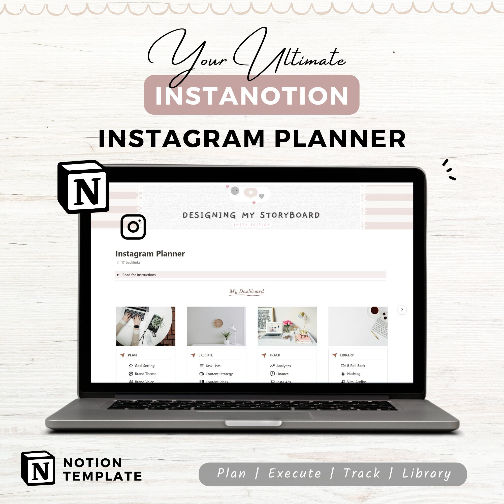 Notion Template, Instagram Content Planner, Notion Planner, Instagram ...
