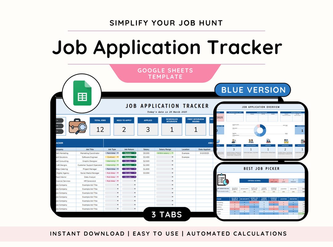 Job Application Tracker Spreadsheet | Job Tracker Google Sheet | Job ...