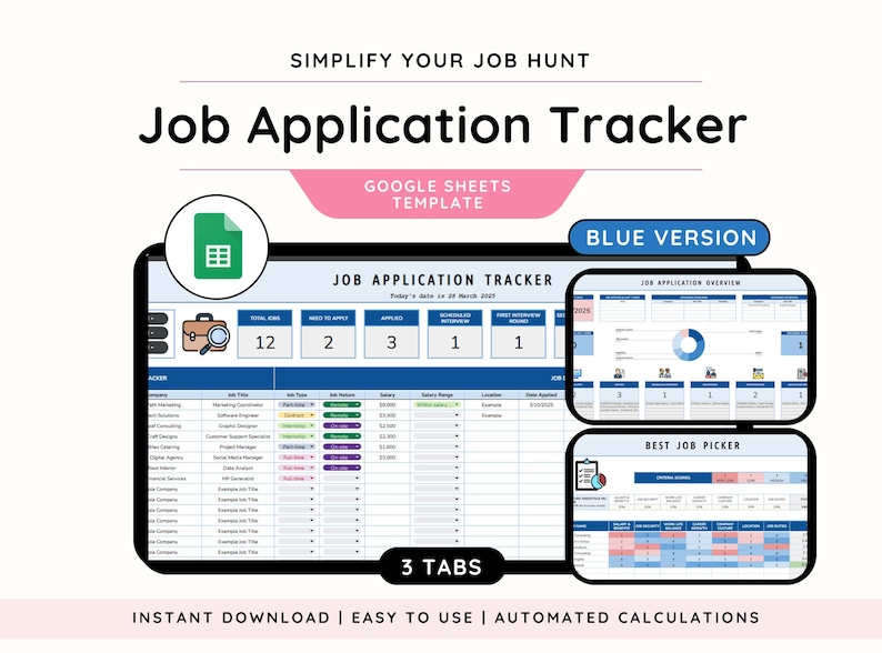 Job Application Tracker Spreadsheet | Job Tracker Google Sheet | Job ...