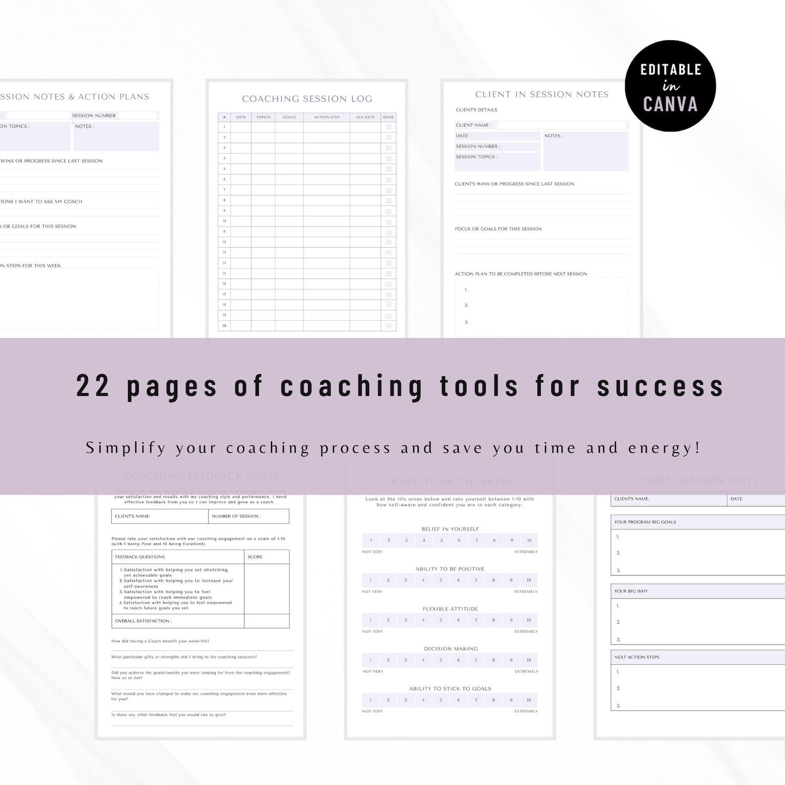 Coaching Session Worksheets Coaching Worksheet Canva Templates for ...