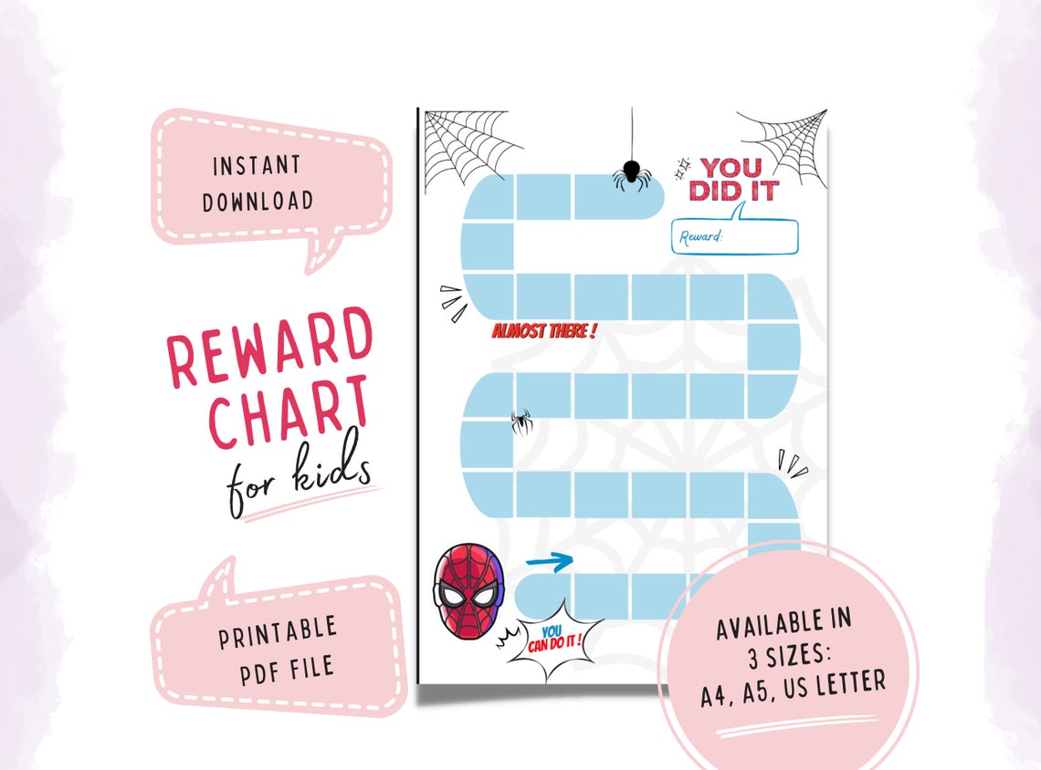 Reward Chart for Kids Sticker Chart Superhero Reward Chart for Boy ...