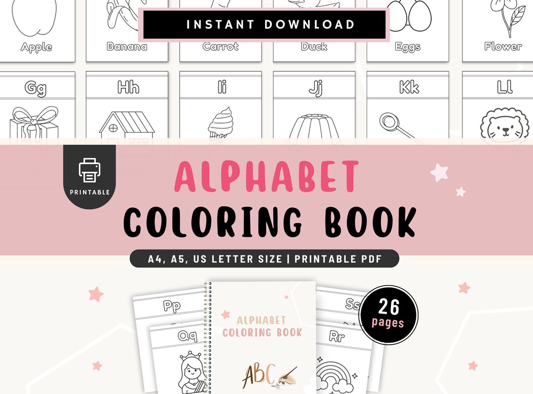 Alphabet Coloring Pages| Printable Coloring Book| ABC Coloring Sheets ...