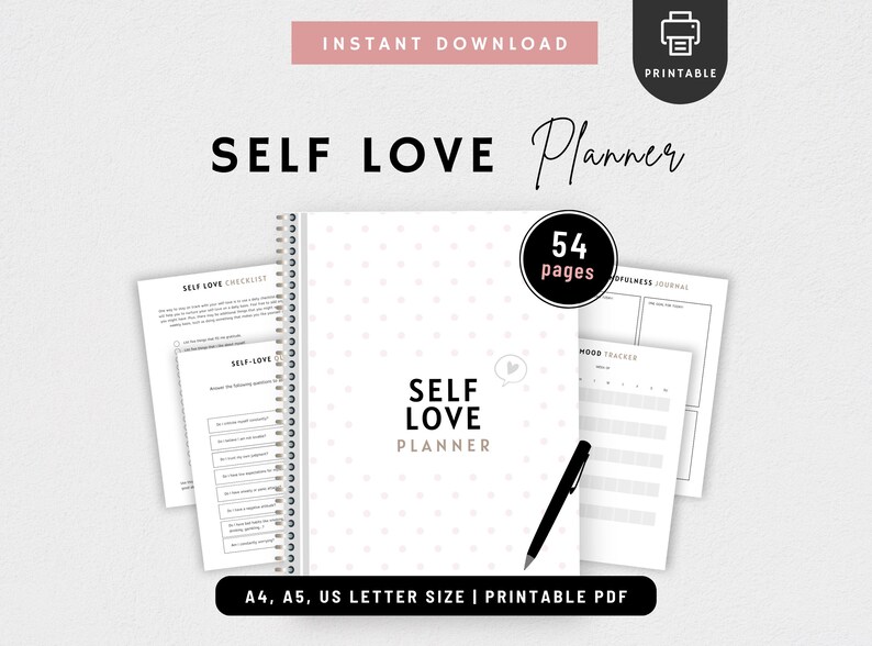 Self Love Planner Printable Journal Mental Health Worksheet Self-love ...