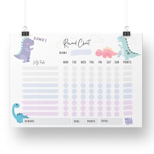 Reward Chart for Kids Sticker Chart Dinosaur Reward Chart for Boy ...